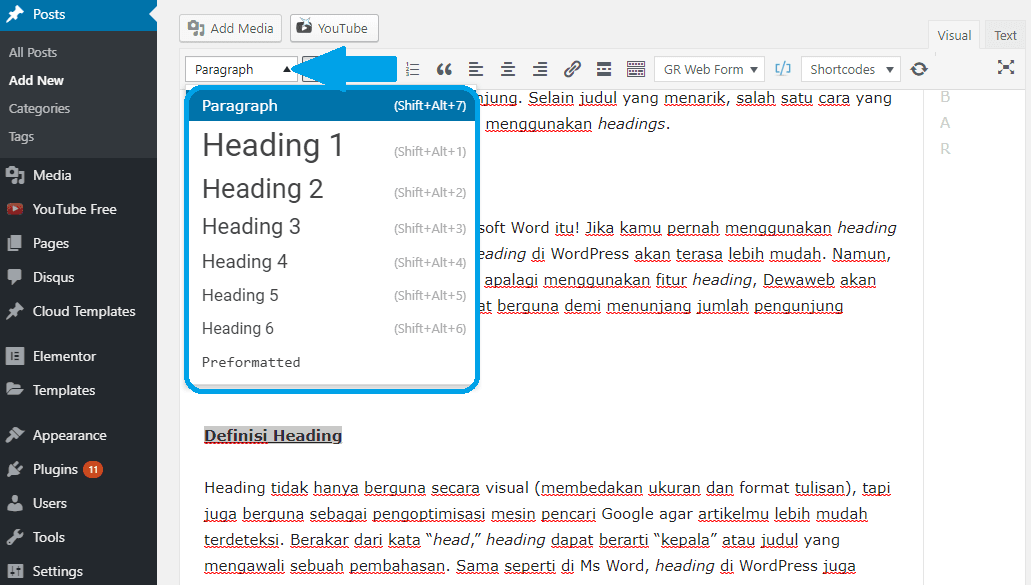 Panduan Lengkap dan Cara Menggunakan Heading WordPress